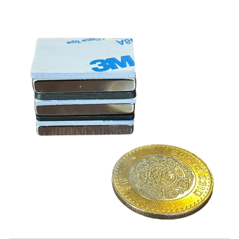 Imán 30mm x 20mm x 5mm 3M Neodimio Con Adhesivo 12,000 Gauss